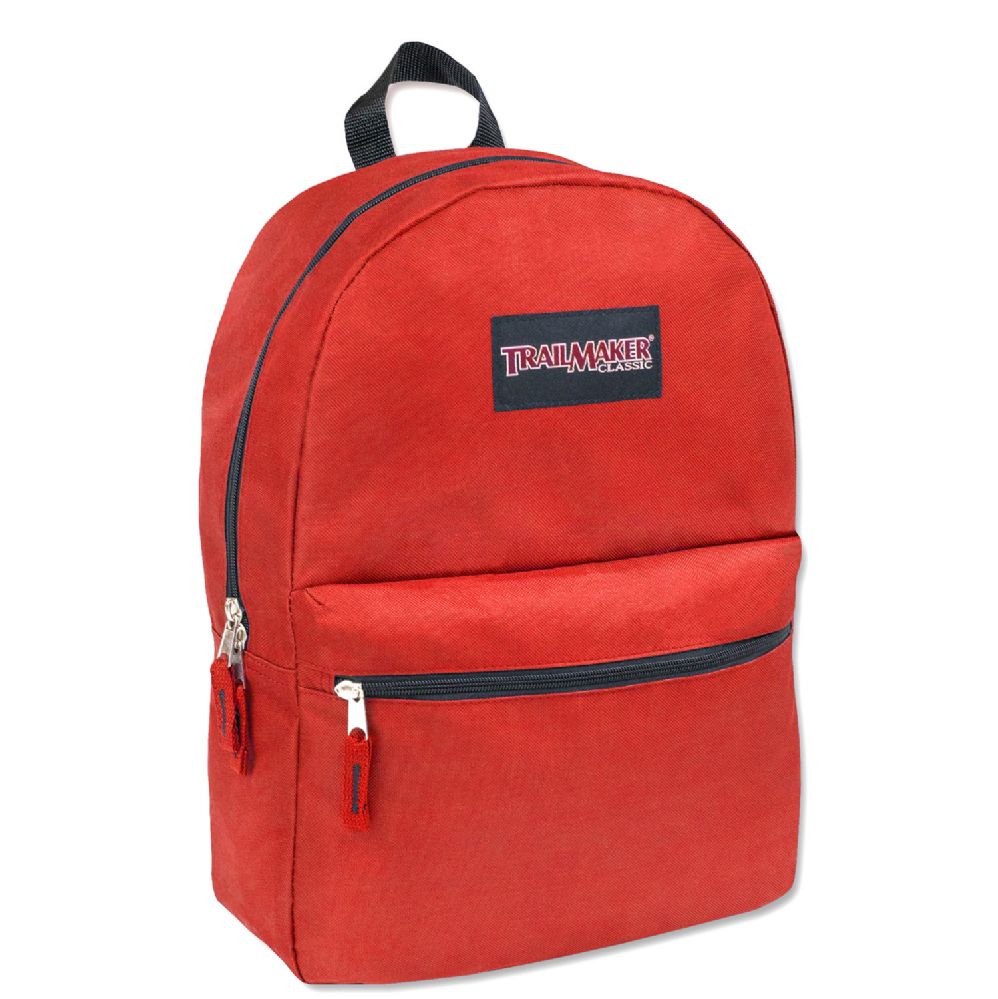 24 Units of Trailmaker 17 Inch Solid Backpack - Red - Backpacks 17 ...