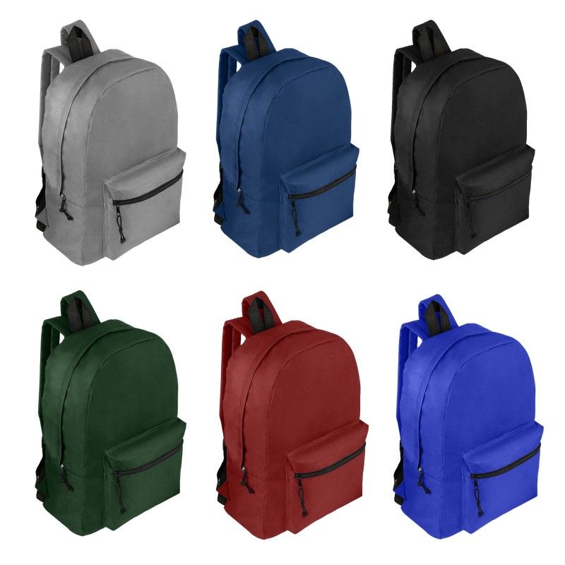 24 Units of 19" Basic Backpacks In 6 Assorted Colors - Backpacks 18" or ...