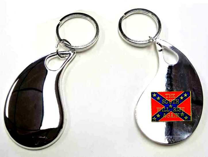 36 Units of 2.5" Metal keychain with brass Rebel Flag - 'The South Will ...