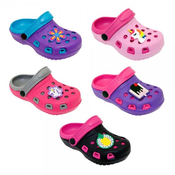 60 Units of Girl's Clogs With Assorted Colors Styles - Girls Slippers ...