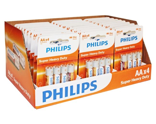 120 Units of Super Heavy Duty Aa Philips Battery In Pdq Display Box ...