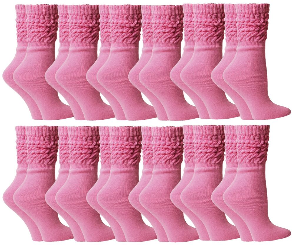 72 Units Of Yacht And Smith Slouch Socks For Women Solid Pink Size 9 11 Womens Scrunchie Sock