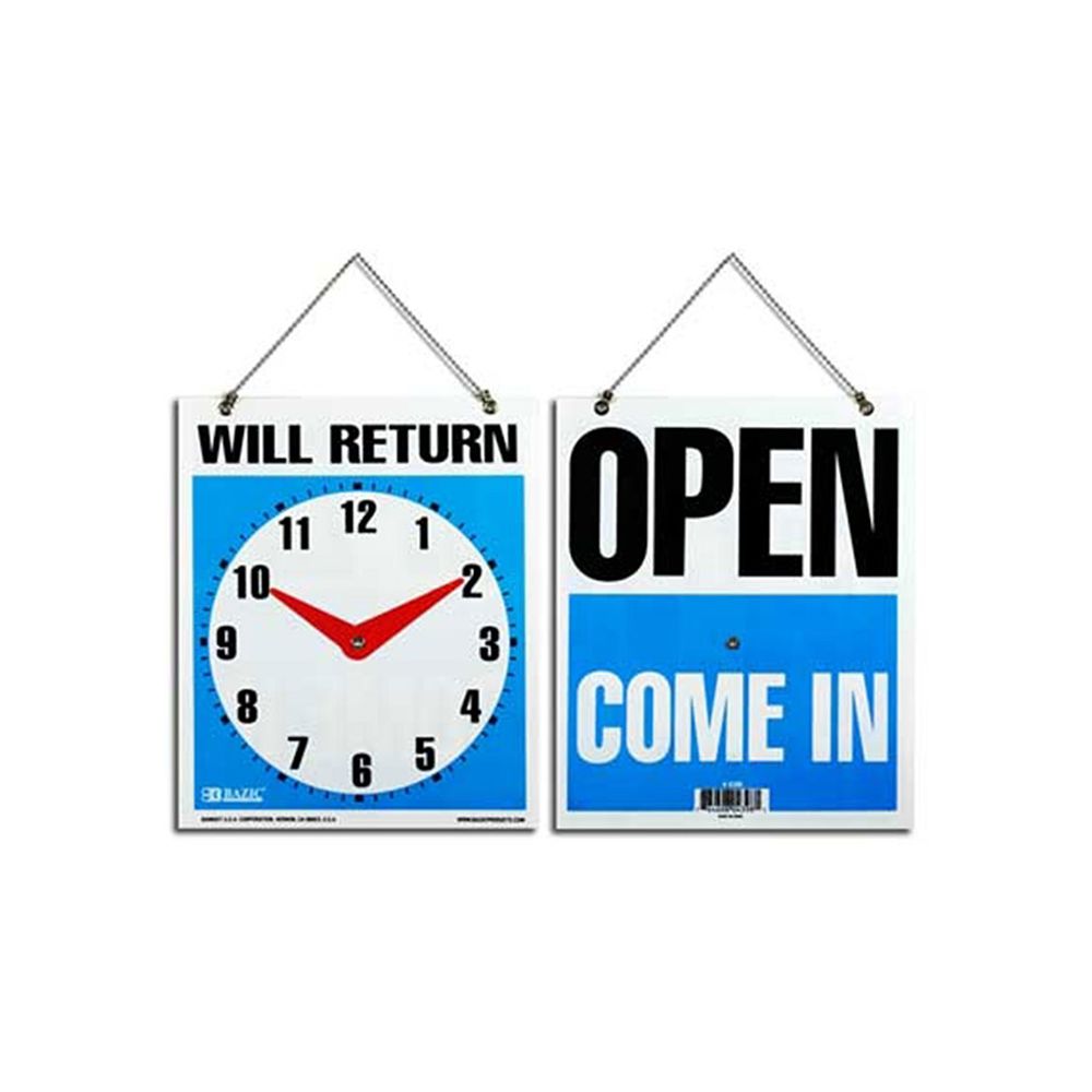24 Units of 7.5"x9" "WILL RETURN" Clock Sign w/ "OPEN" sign on back ...